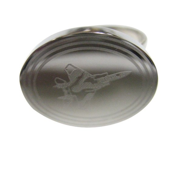 Kiola Designs | Jewelry | Etched Oval Fighter Jet Plane Adjustable Size ...